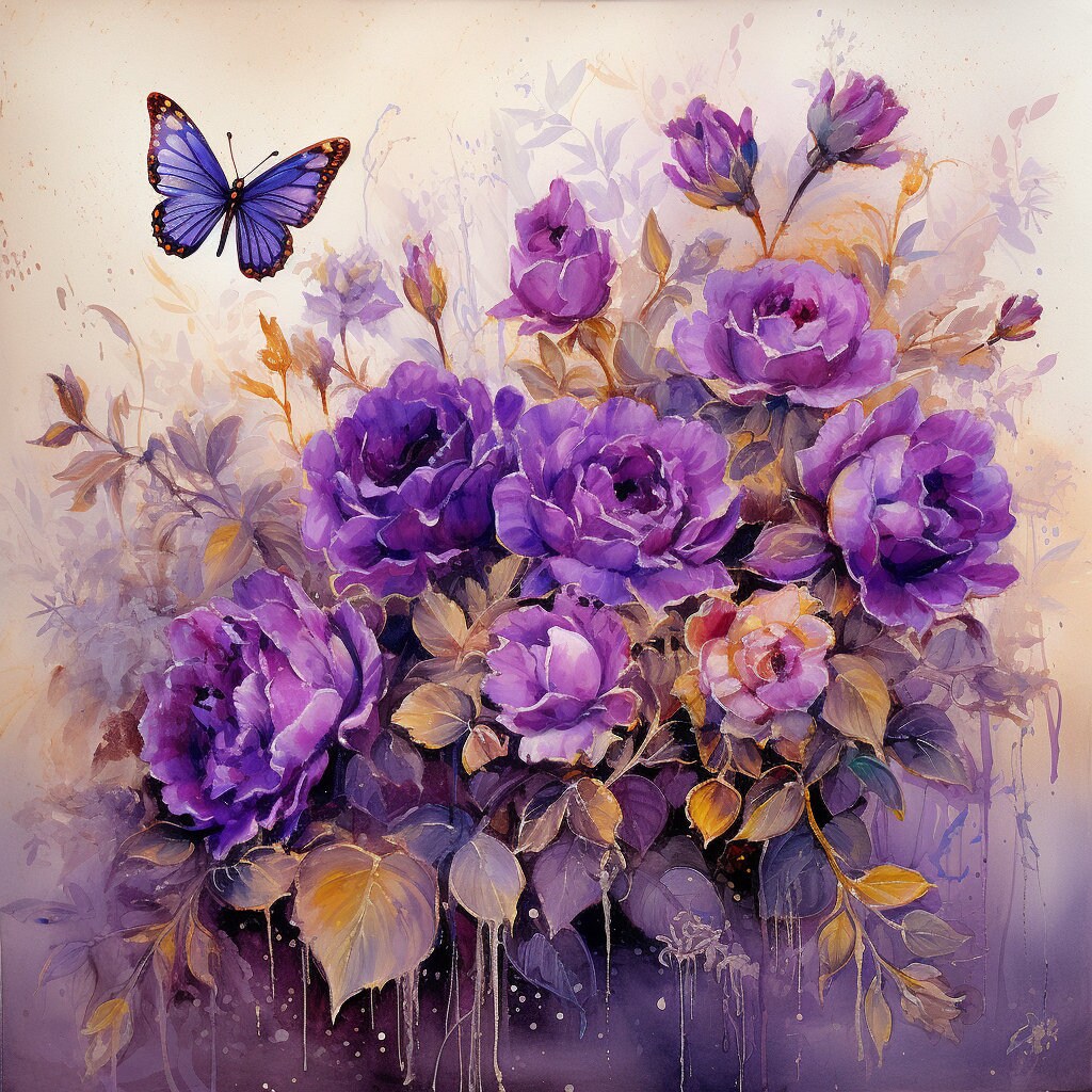 Shades of Purple Floral Digital Paper Vintage Purple Wildflowers ...