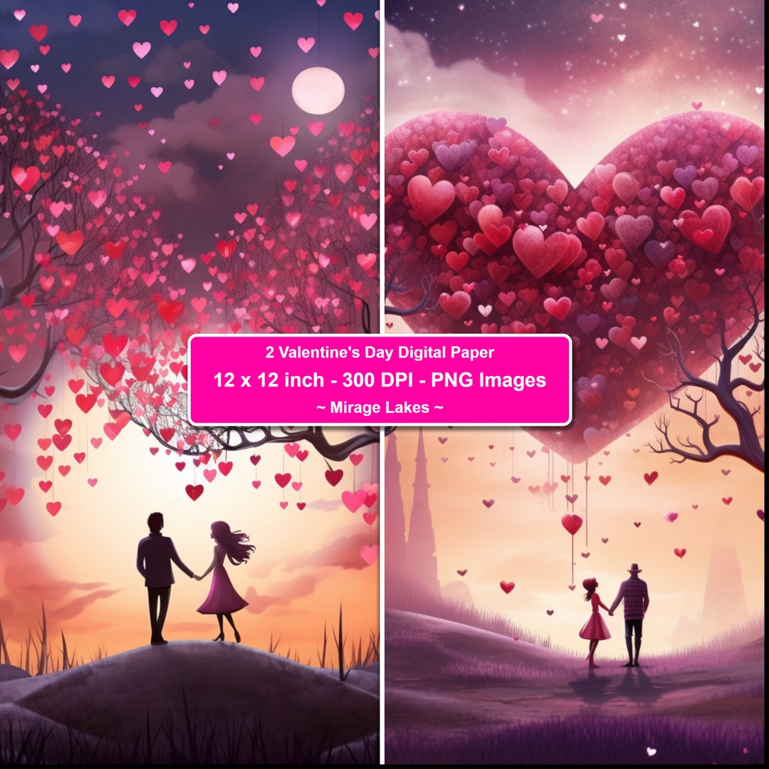 Romantic Digital Paper Perfect for Valentines Day Crafts and ...
