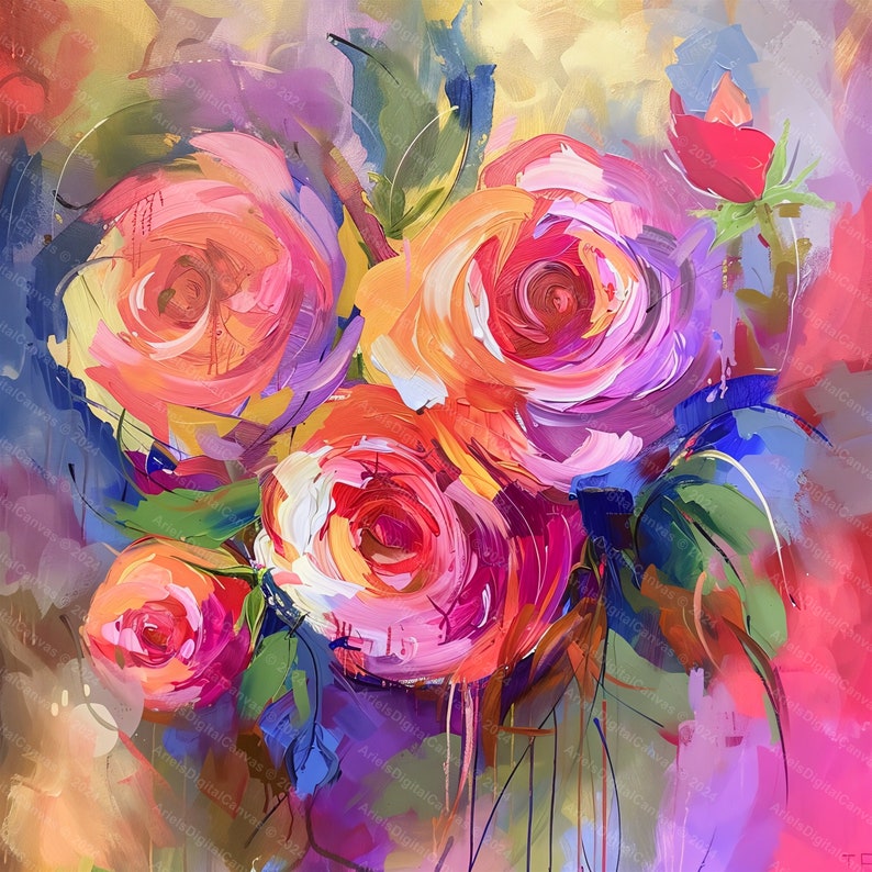 Elegant Abstract Roses Digital Paper Luxurious Floral Design for ...