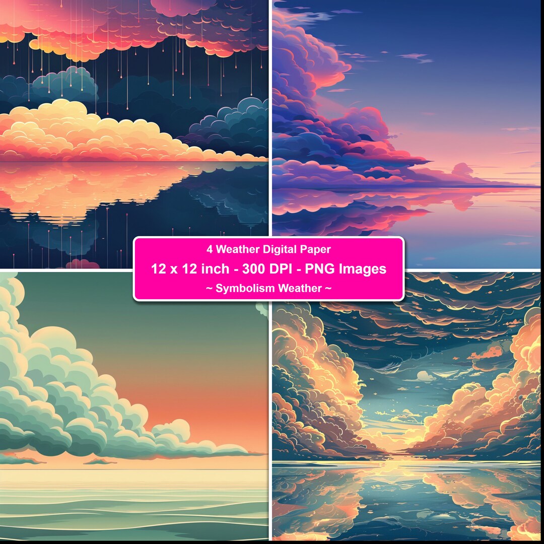 Enchanting Weather Themed Digital Paper Unique Atmospheric Designs ...