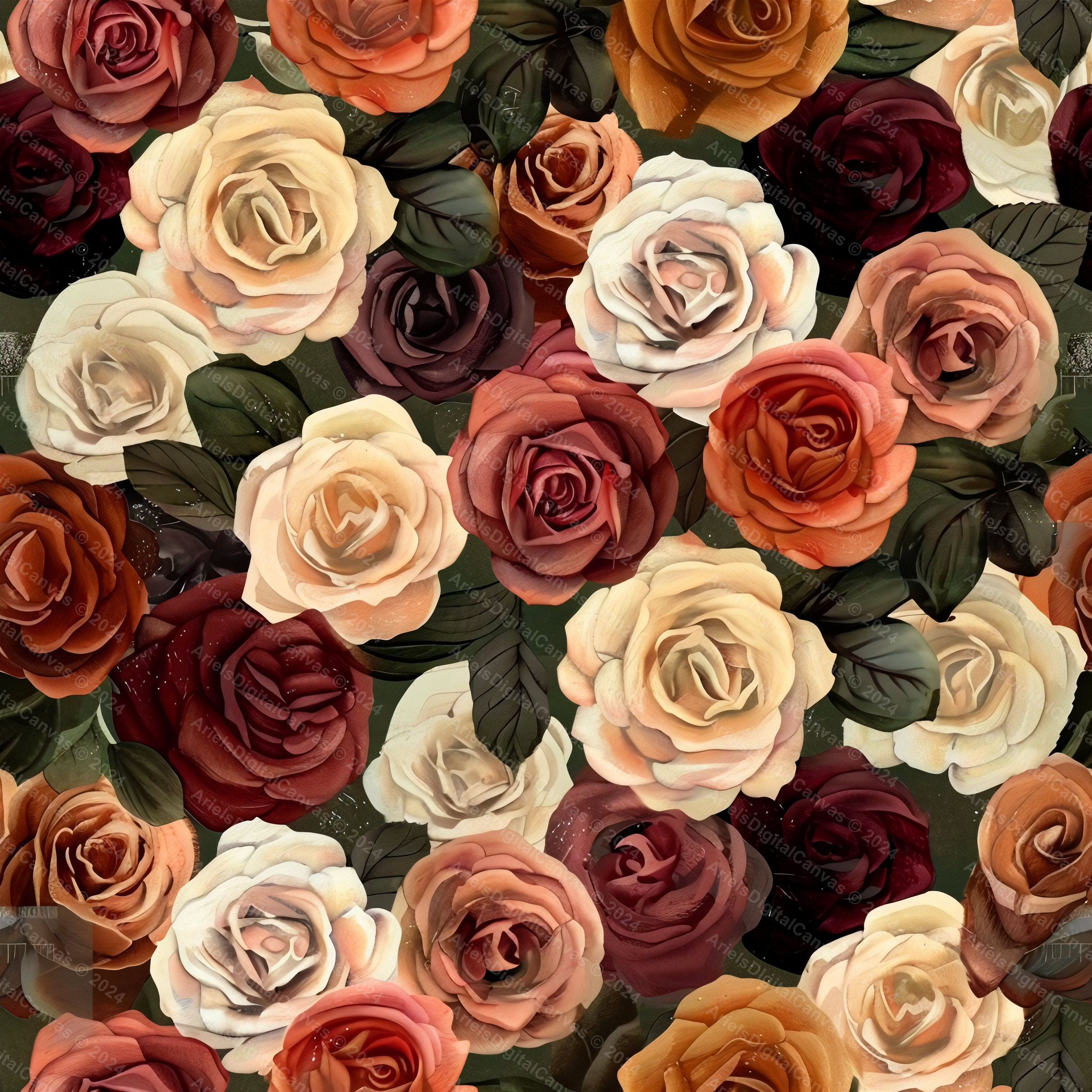 Rustic Farmhouse Rose Pattern for Cozy Home Decor Wallpaper Design ...