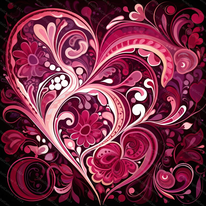 Valentines Day Love Heart Digital Paper Perfect for Romantic Crafts and ...