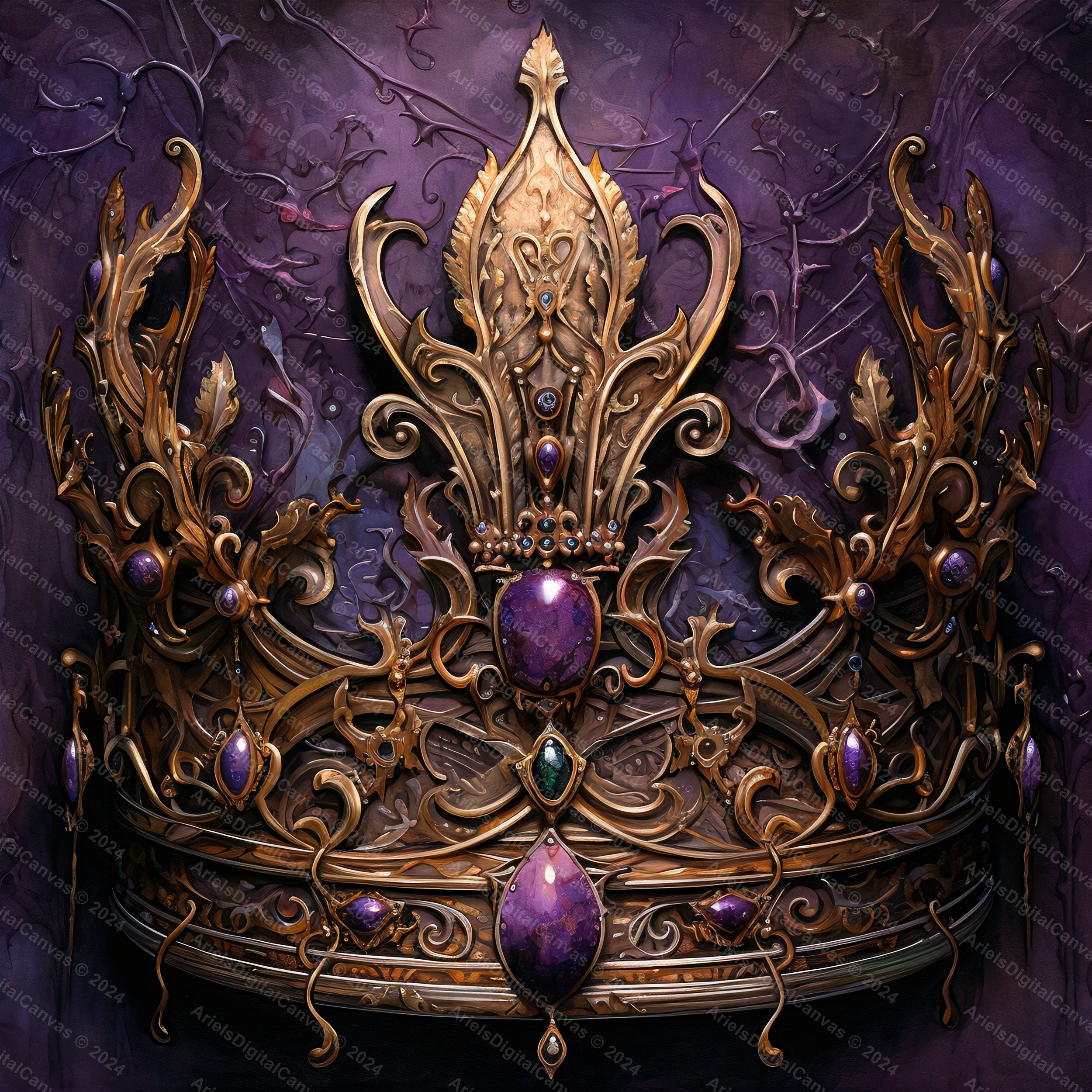 Crown Digital Paper Elegant Ceremonial Crown Digital Paper in Artistic ...