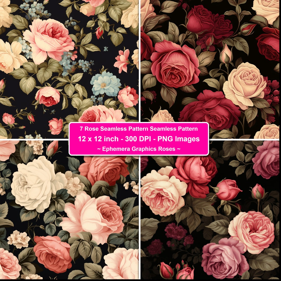 Vintage Rose Seamless Pattern Elegant Floral Design Chic Romantic ...