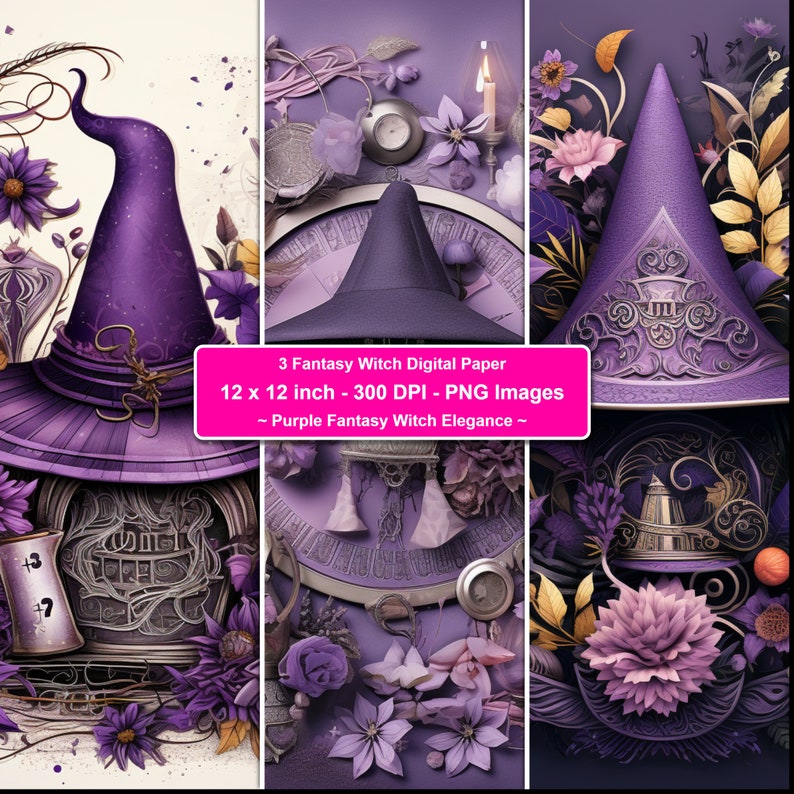Enchanted Witch Lifestyle Digital Paper Pack Scrapbooking Crafting ...