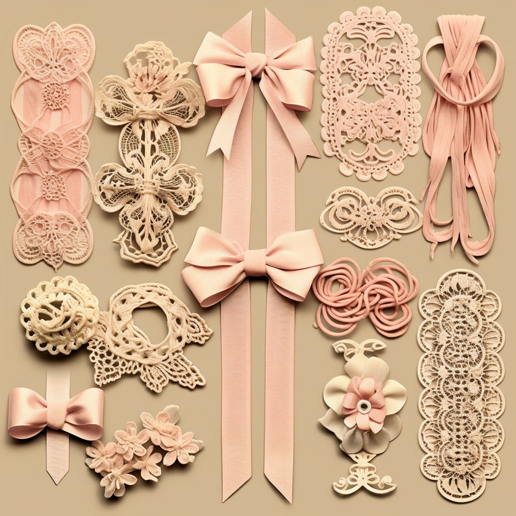 Digital Victorian Lace Ribbon Patterns Digital Paper Pack Super Cute ...