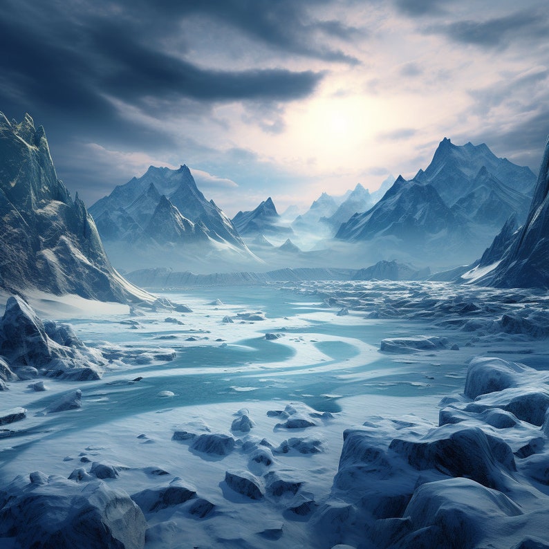 Digital Art Arctic Tundra Digital Paper Majestic Icy Landscapes High ...