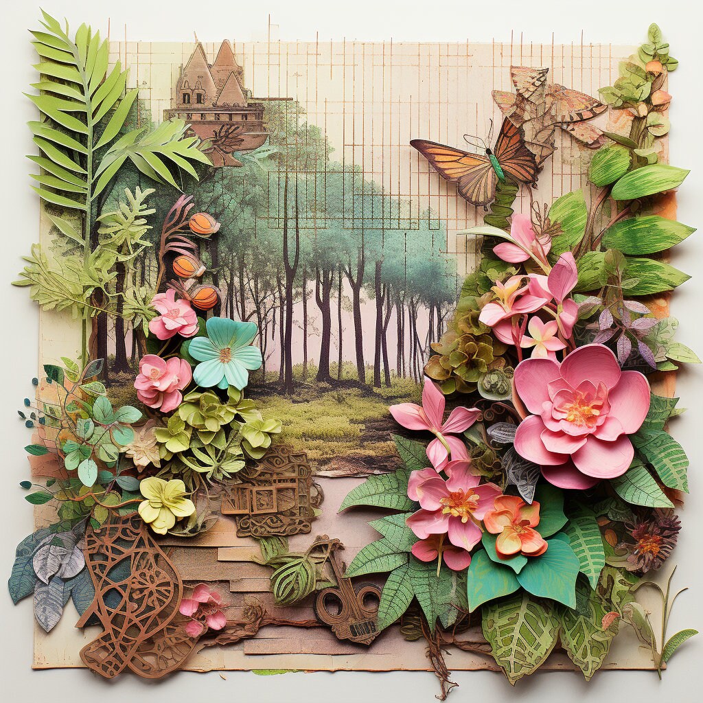 Botanical Garden Digital Paper Pack Vibrant Scrapbook Paper Style ...