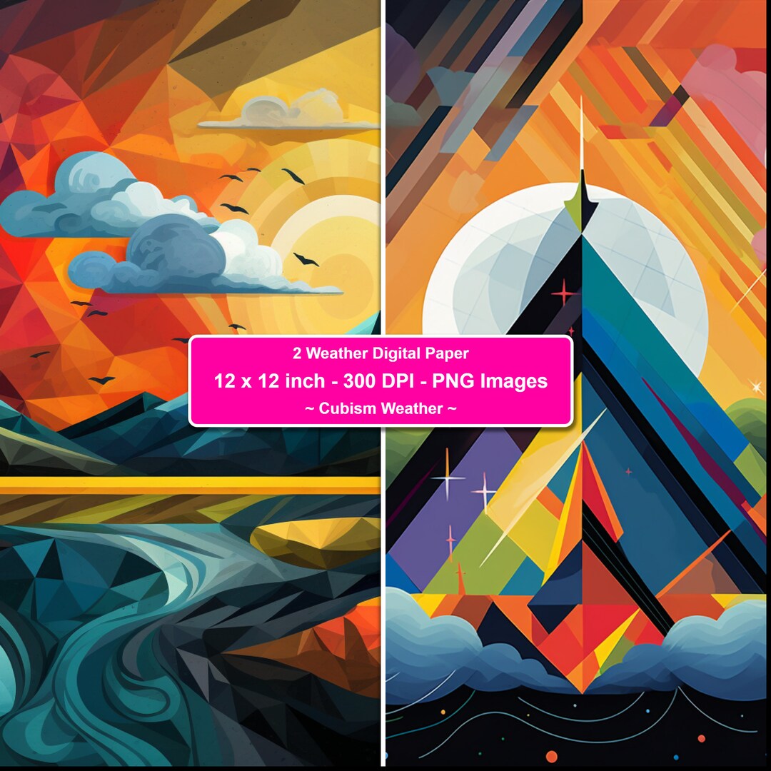Digital Art Cubist Weather Digital Paper Vibrant Stormy Designs ...