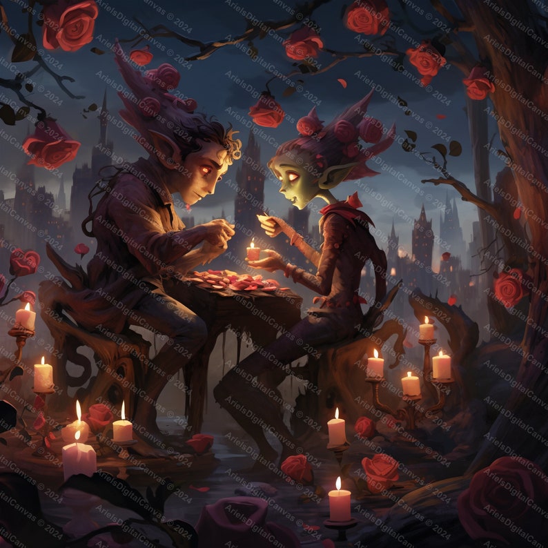 Romantic Goblin Roses Digital Paper Valentine's Day Love Themed ...