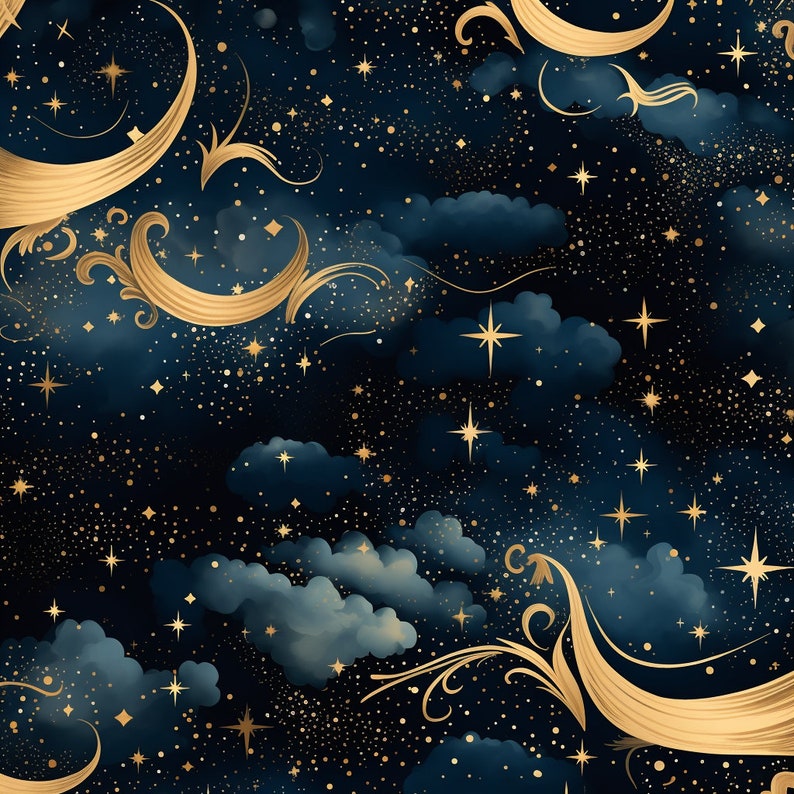 Digital Sale Starry Night Sky Digital Paper Celestial Dreamscape ...