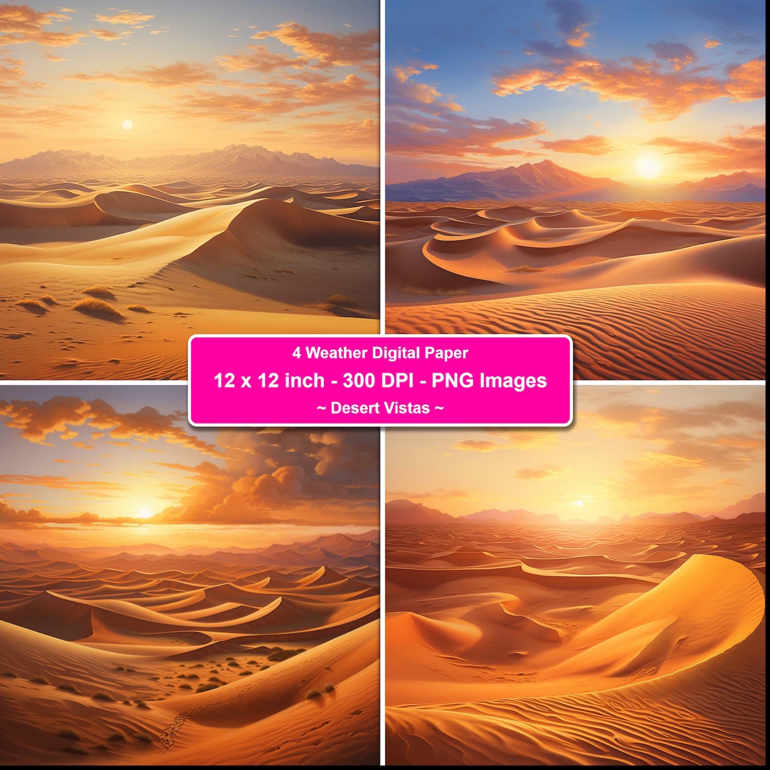 Desert Vistas Digital Paper Mystical Sands Panoramic Dune Digital Art ...