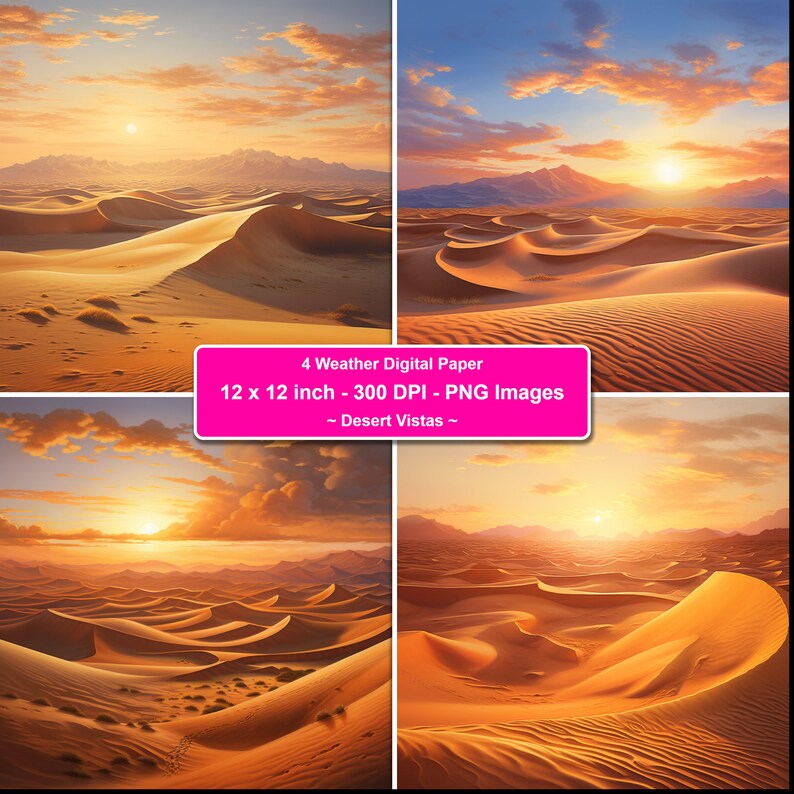 Desert Vistas Digital Paper Mystical Sands Panoramic Dune Digital Art ...