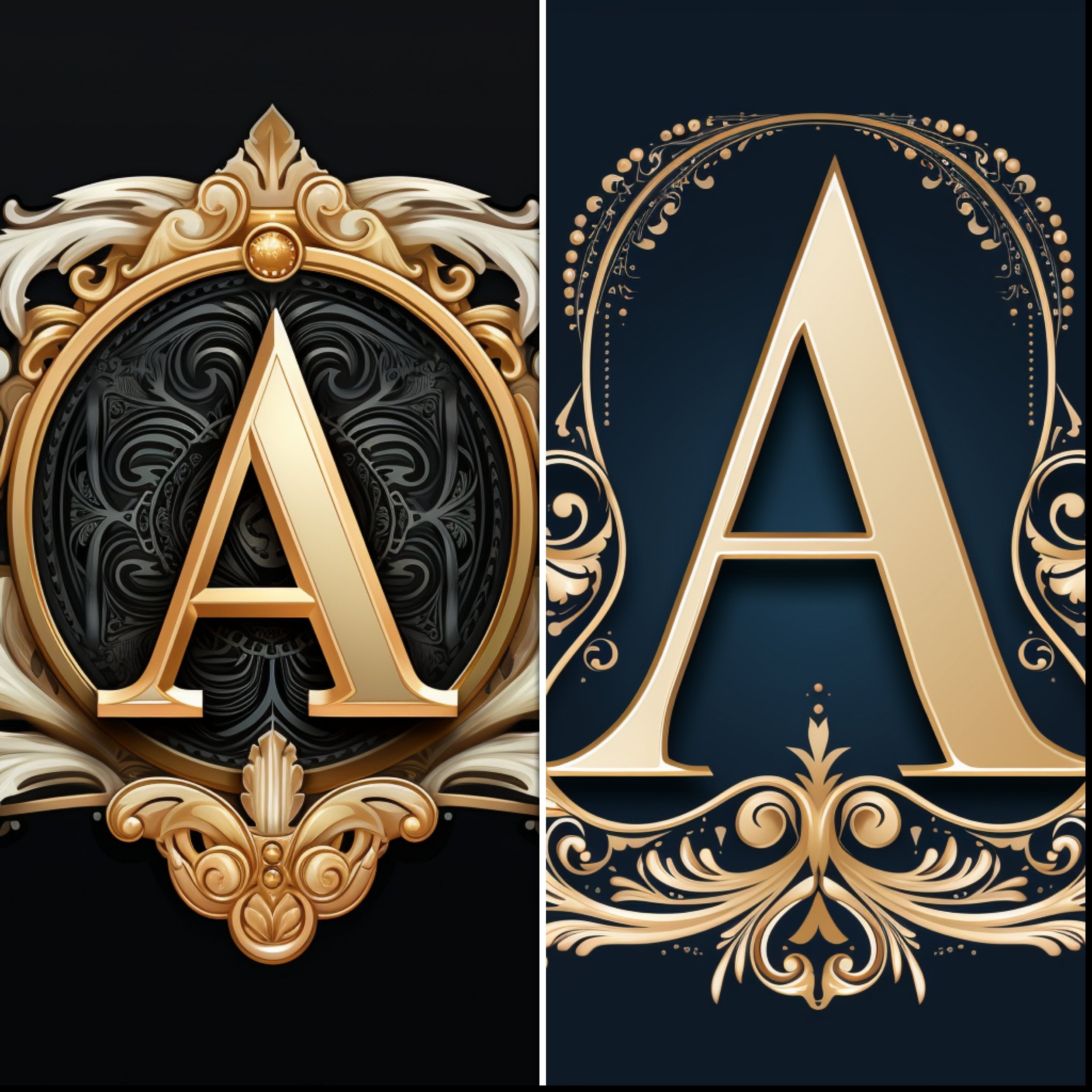 Alphabet Letter A Digital Paper Sophisticated Design Capital A Monogram ...