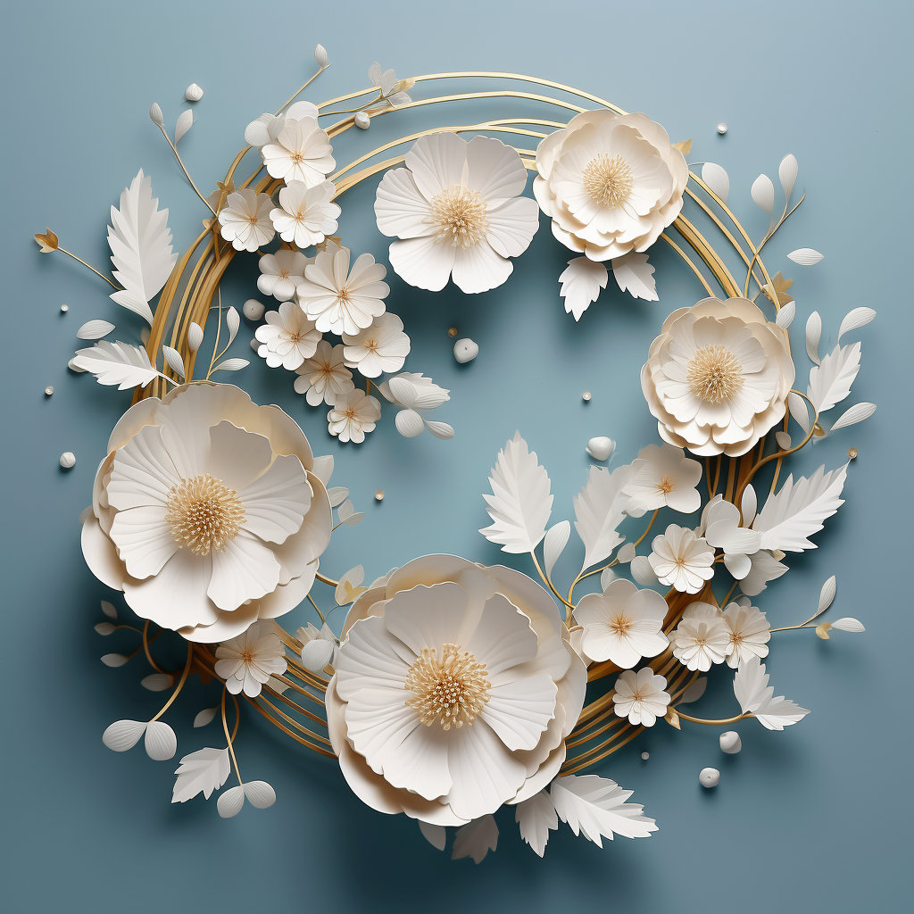 Digital Sale Ephemeral Flower Circles Delicate 3D Botanical Art Unique ...