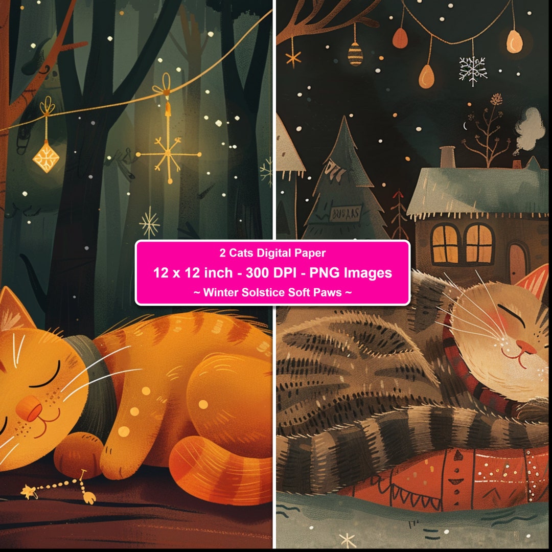 Cat Digital Paper for Kids Room Cat Design Unique Digital Paper for ...