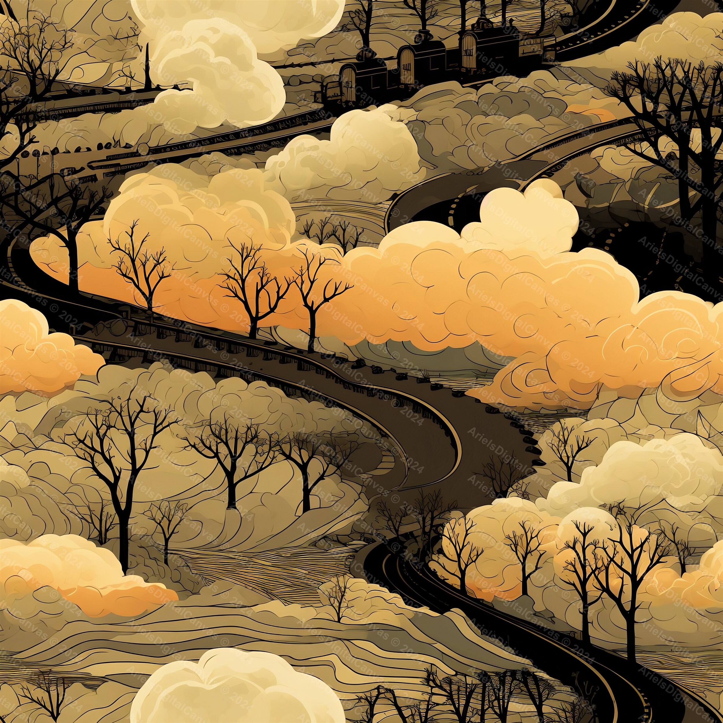 Seamless Vintage Train Track Pattern Design Vibrant Nostalgic Railway ...