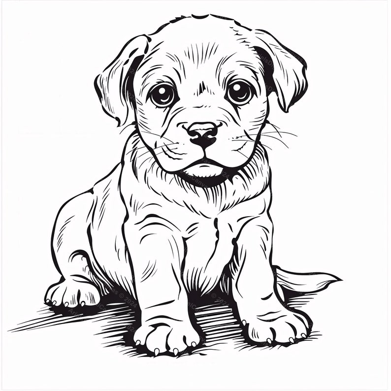 Printable Cute Puppy Coloring Page for Kids - Etsy
