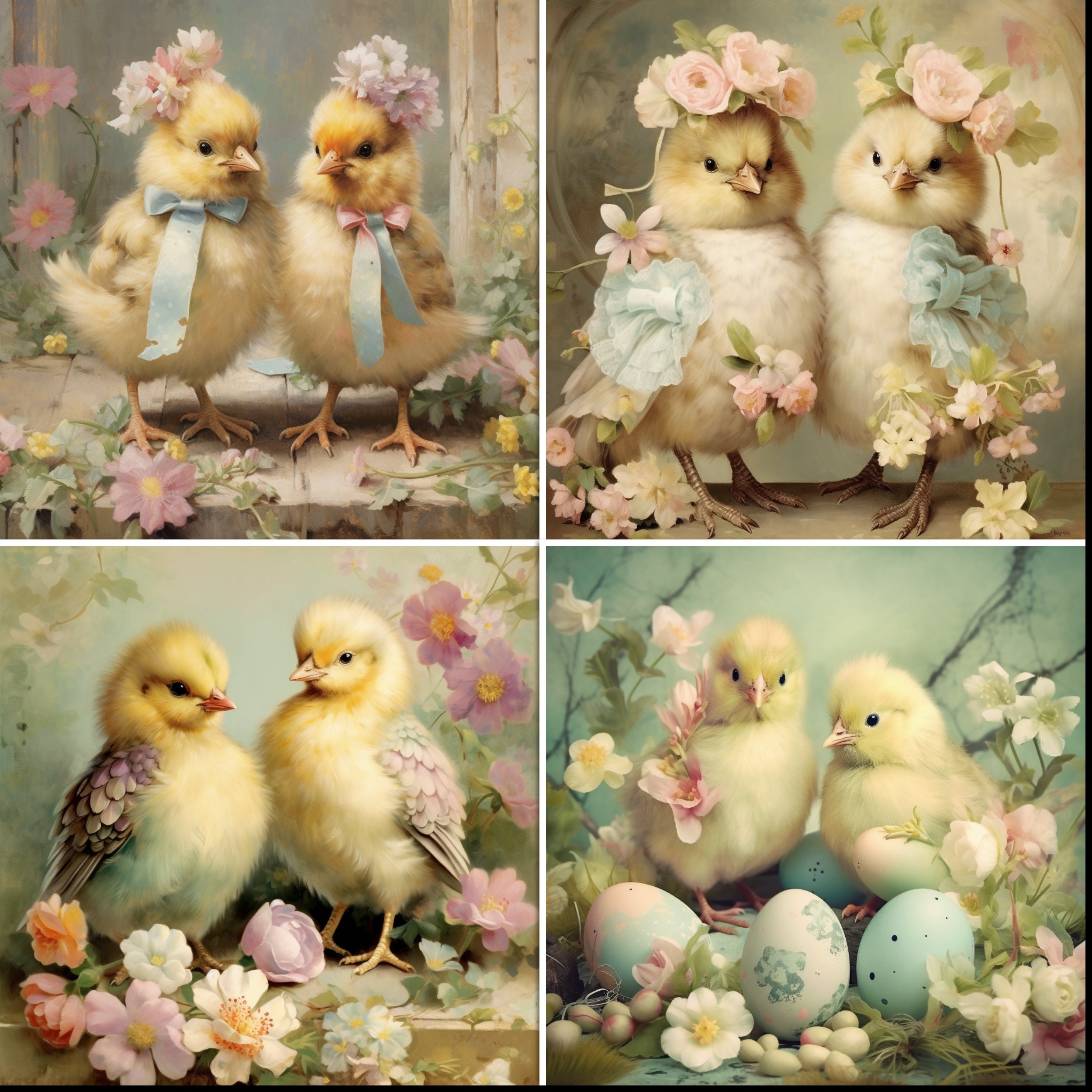 Easter Chicks Digital Paper Yellow Chicks Digital Paper Celebration ...