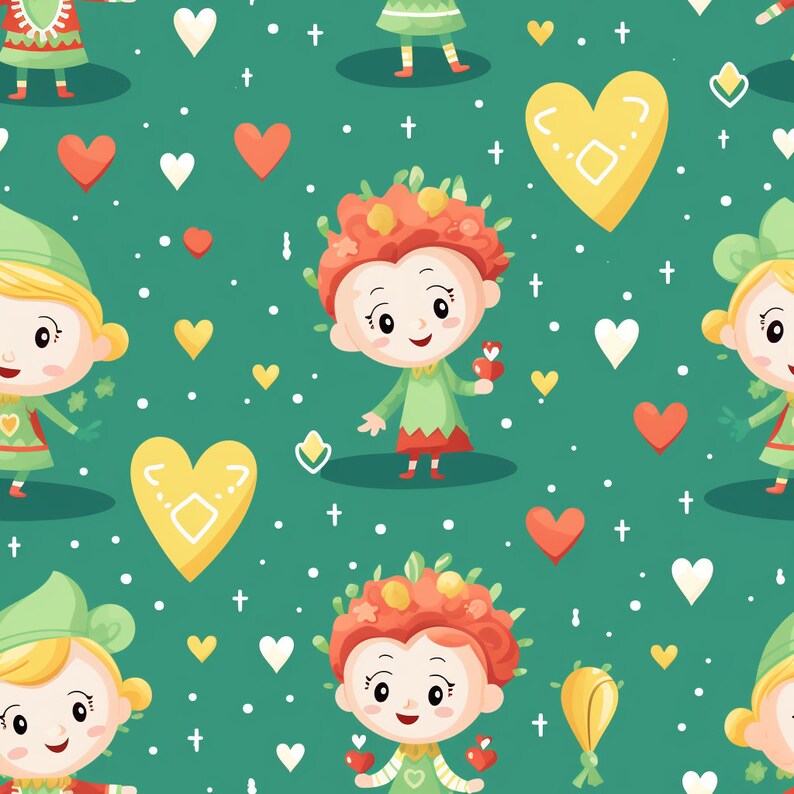Seamless Pattern Enchanting Elf Patterns Super Cute Designs for Fabric ...