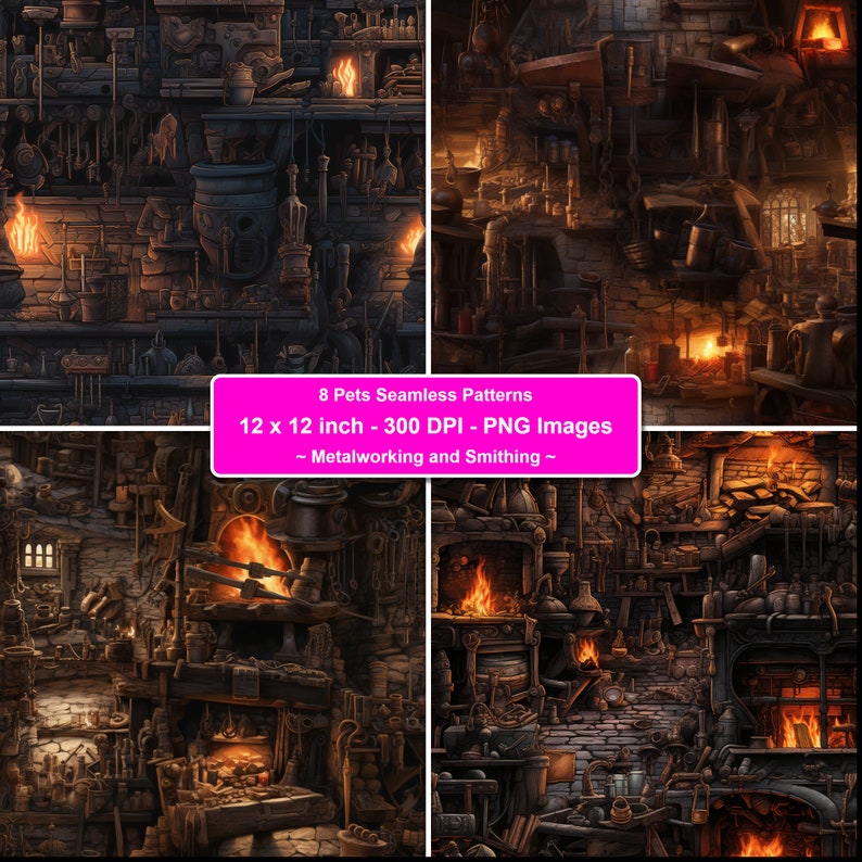 Seamless Metalwork Pattern Design Intricate Smithing Details High ...