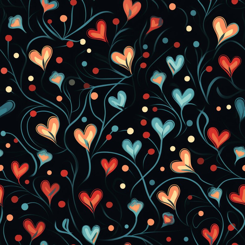 Seamless Love Pattern Digital Art Romantic Heart Design - Etsy
