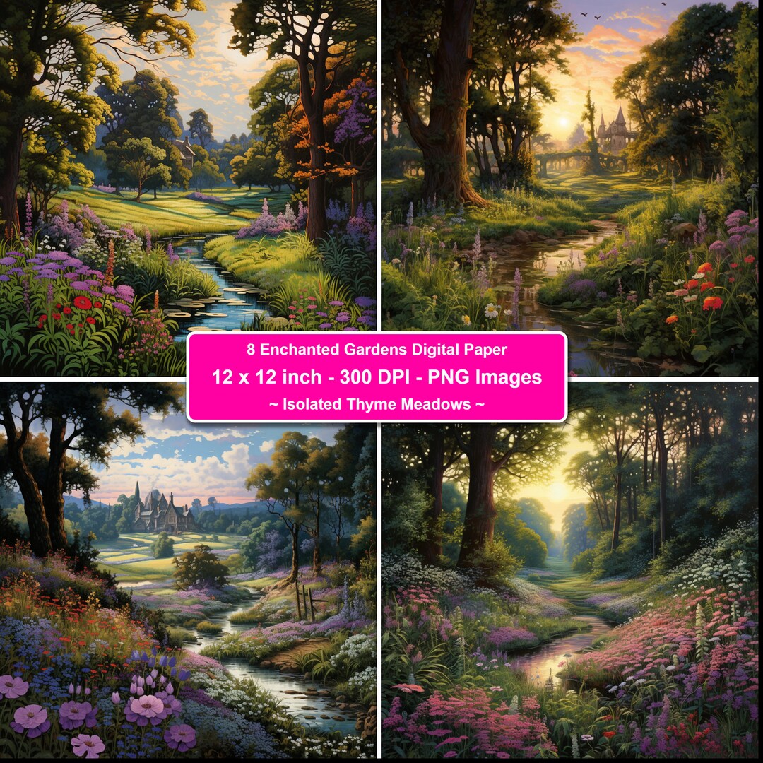 Enchanted Meadows Digital Paper Botanical Vibrant Nature-inspired ...