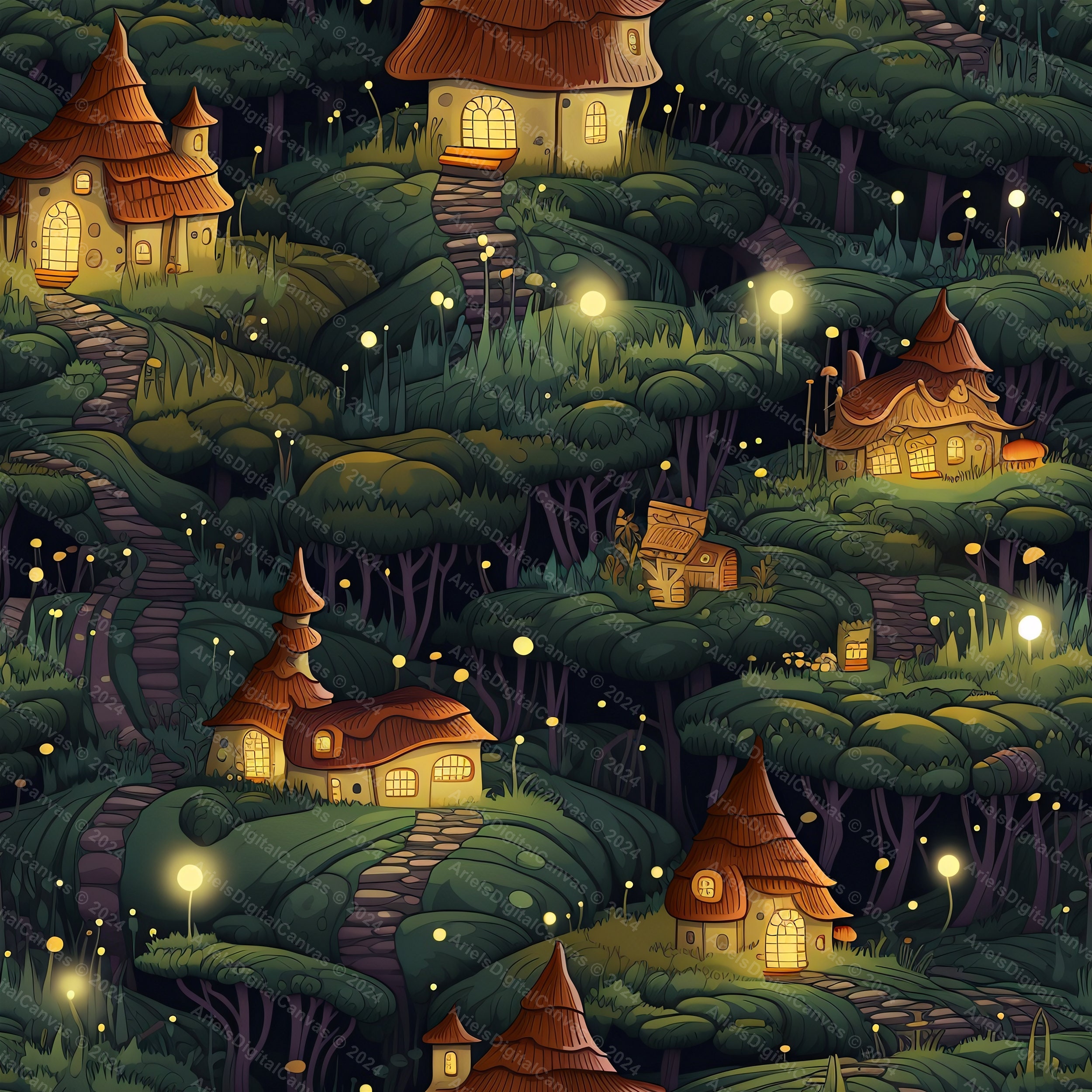 Enchanted Goblin Village Seamless Pattern Design for Creative Projects ...