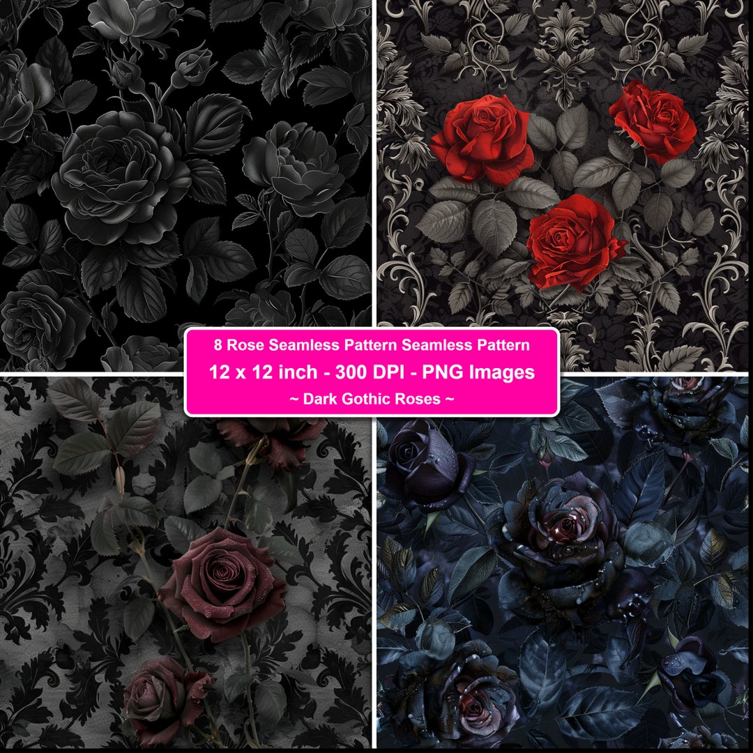 Elegant Dark Gothic Rose Seamless Pattern Design for Luxurious Decor ...