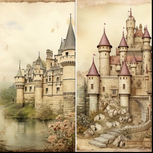 Victorian Super Cute Scrapbook Design Medieval Castle Digital Paper ...