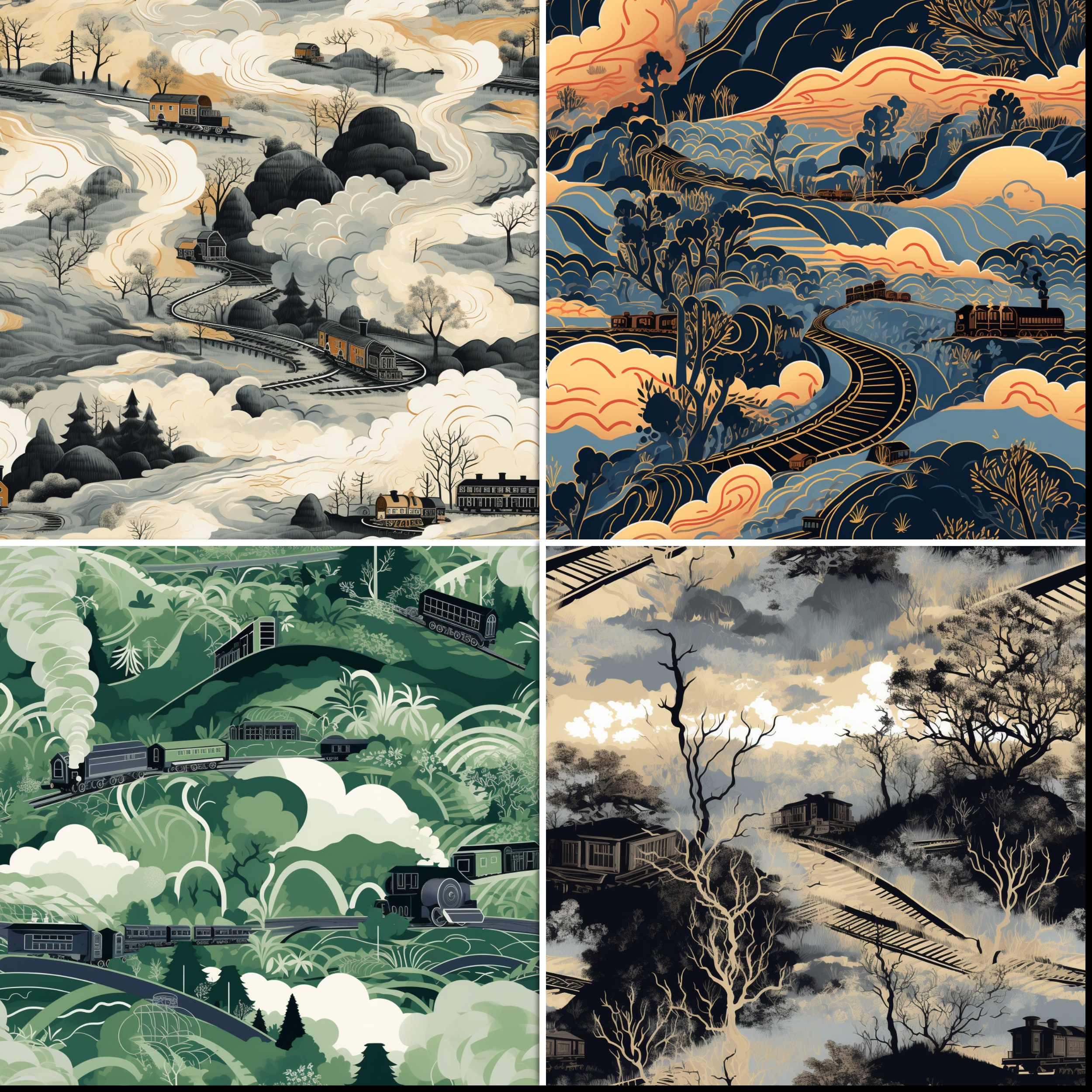 Seamless Vintage Train Track Pattern Design Vibrant Nostalgic Railway ...