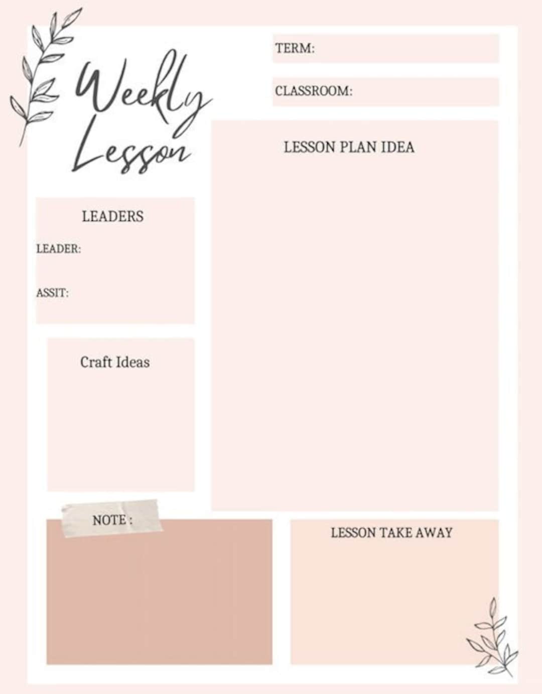 Church Weekly Lesson Planner - Etsy