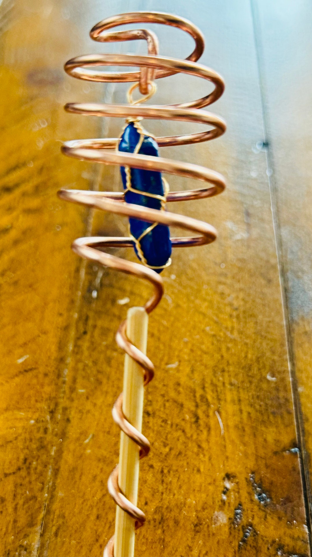 Electro Culture Pure Copper Rod With Dark Blue Gemstone - Etsy