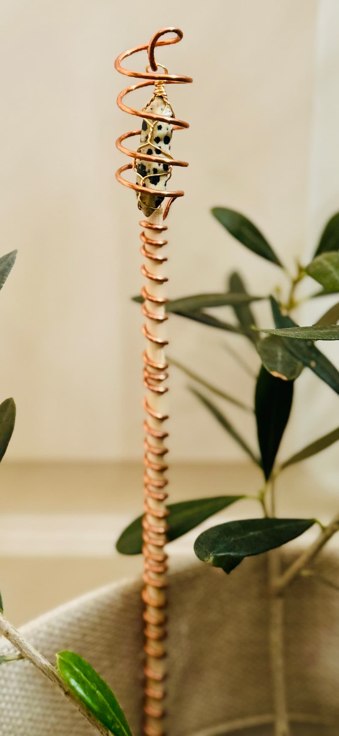 Pure Copper Electro Culture Rod With Black/white Spot Gemstone - Etsy