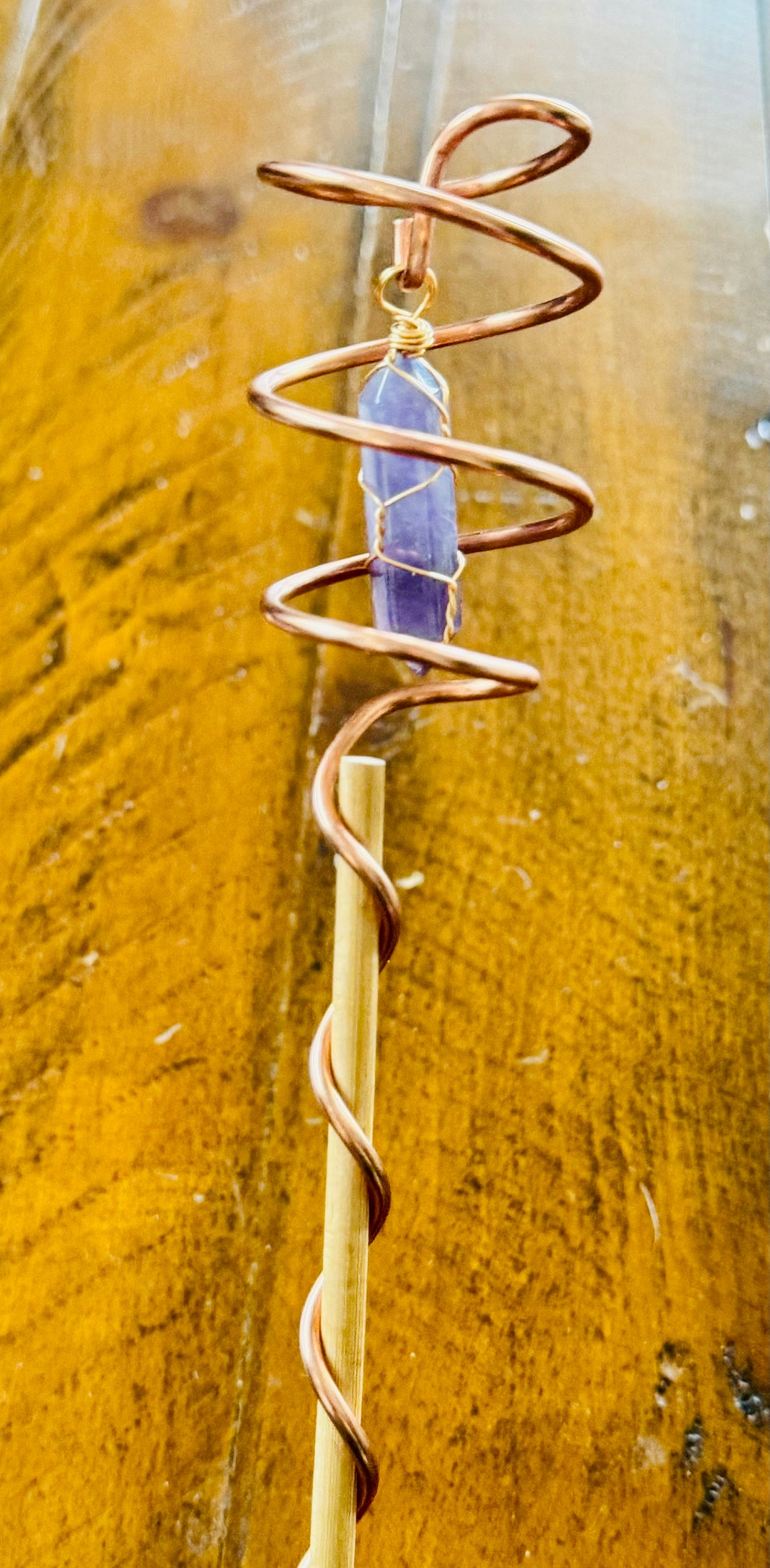 Pure Copper Electro Culture Rod With Purple Gemstone - Etsy