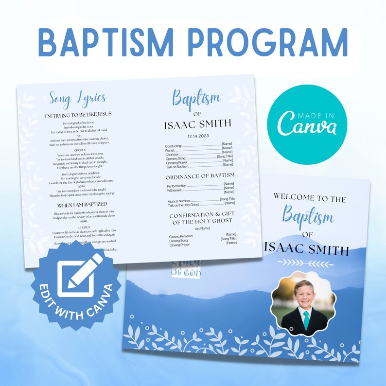 LDS Baptism Program | LDS Boys Baptism Program | Baptism Program | Editable LDS Baptism Program ...