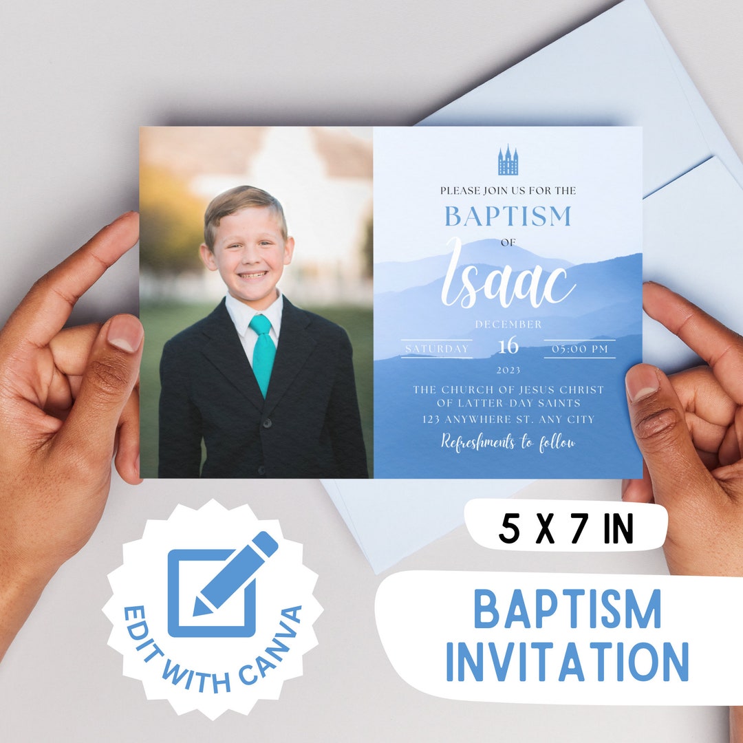 LDS Baptism Invitation | LDS Boys Baptism Invitation | Baptism ...