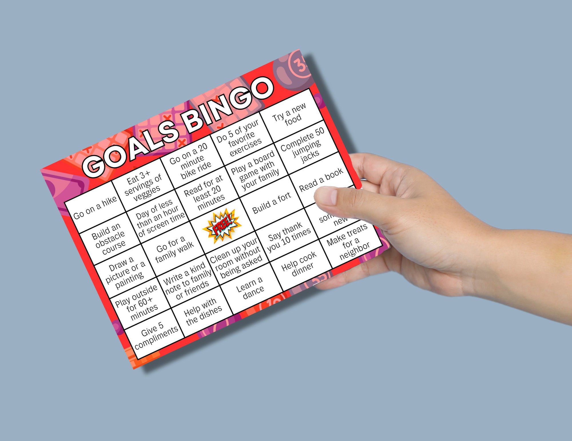 Printable Kids Goals Bingo Card, Make Your Own Service or Fun Bingo ...