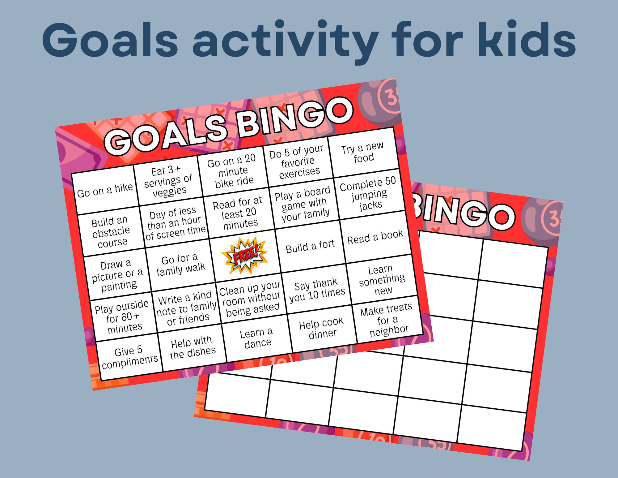 Printable Kids Goals Bingo Card, Make Your Own Service or Fun Bingo ...