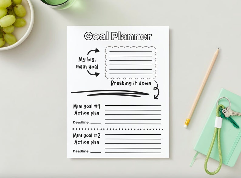 Goal Planning Sheet for Kids, Help Your Kids Break Down Their Goals - Etsy