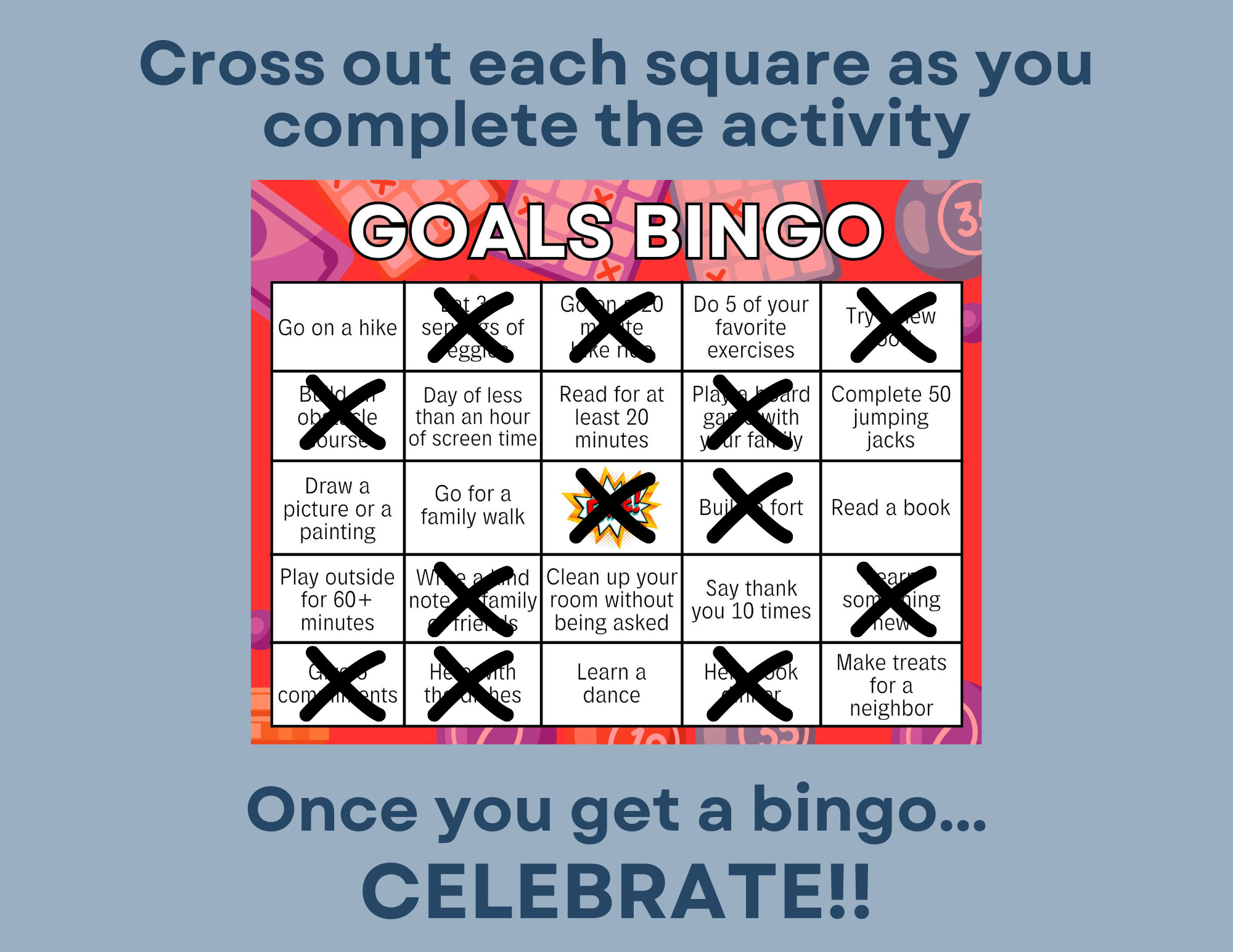 Printable Kids Goals Bingo Card, Make Your Own Service or Fun Bingo ...