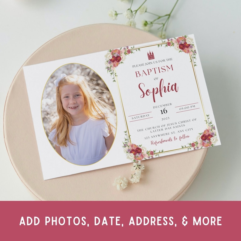 LDS Baptism Invitation | LDS Girls Baptism Invitation | Great to Be 8 ...