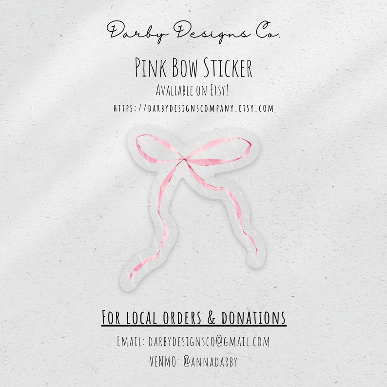 Pink Bow Sticker, Girly, Aesthetic, Lana Coded, Coquette, Dainty, Thin ...
