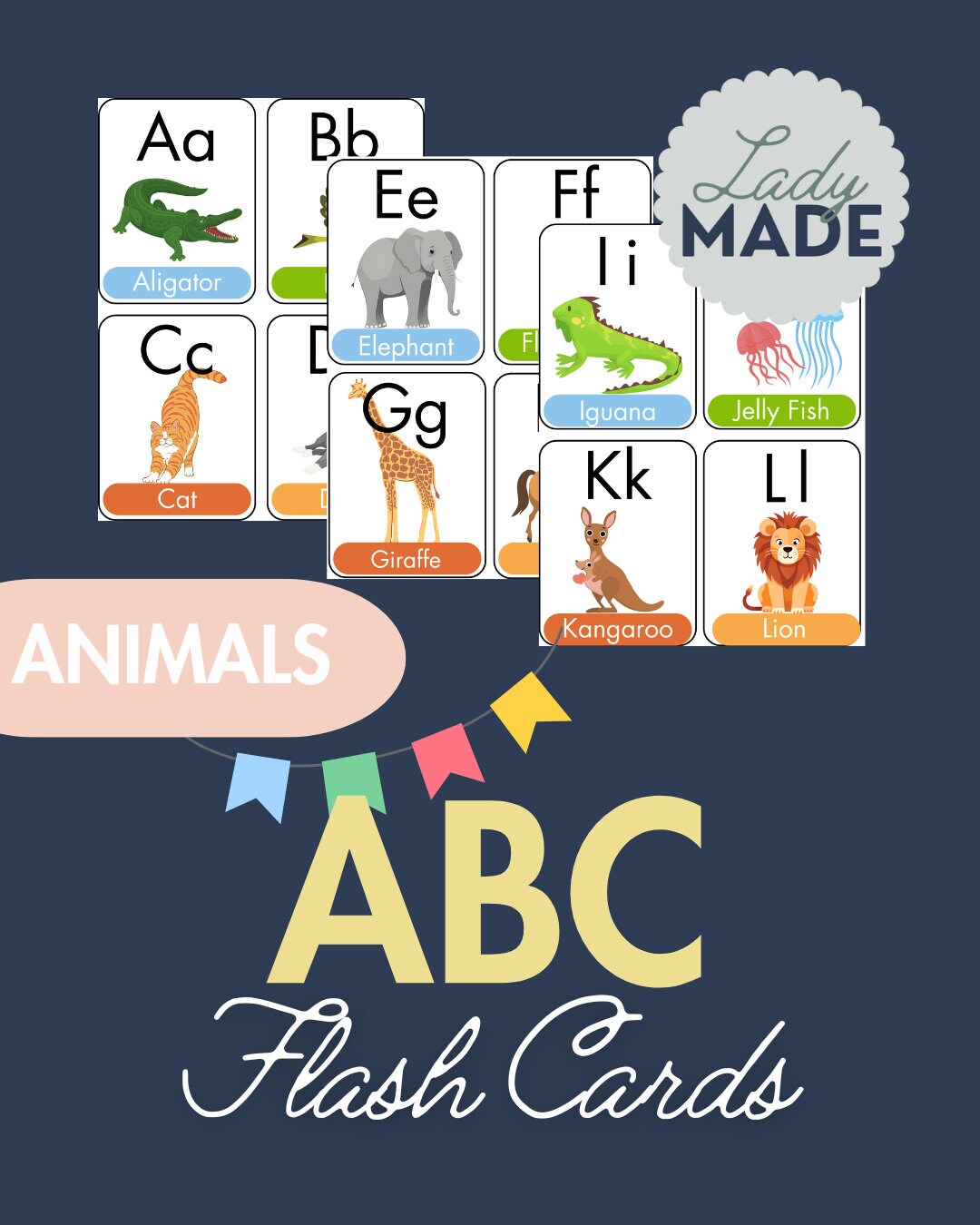 PRINTABLE Animal-themed ABC Flash Cards - Etsy