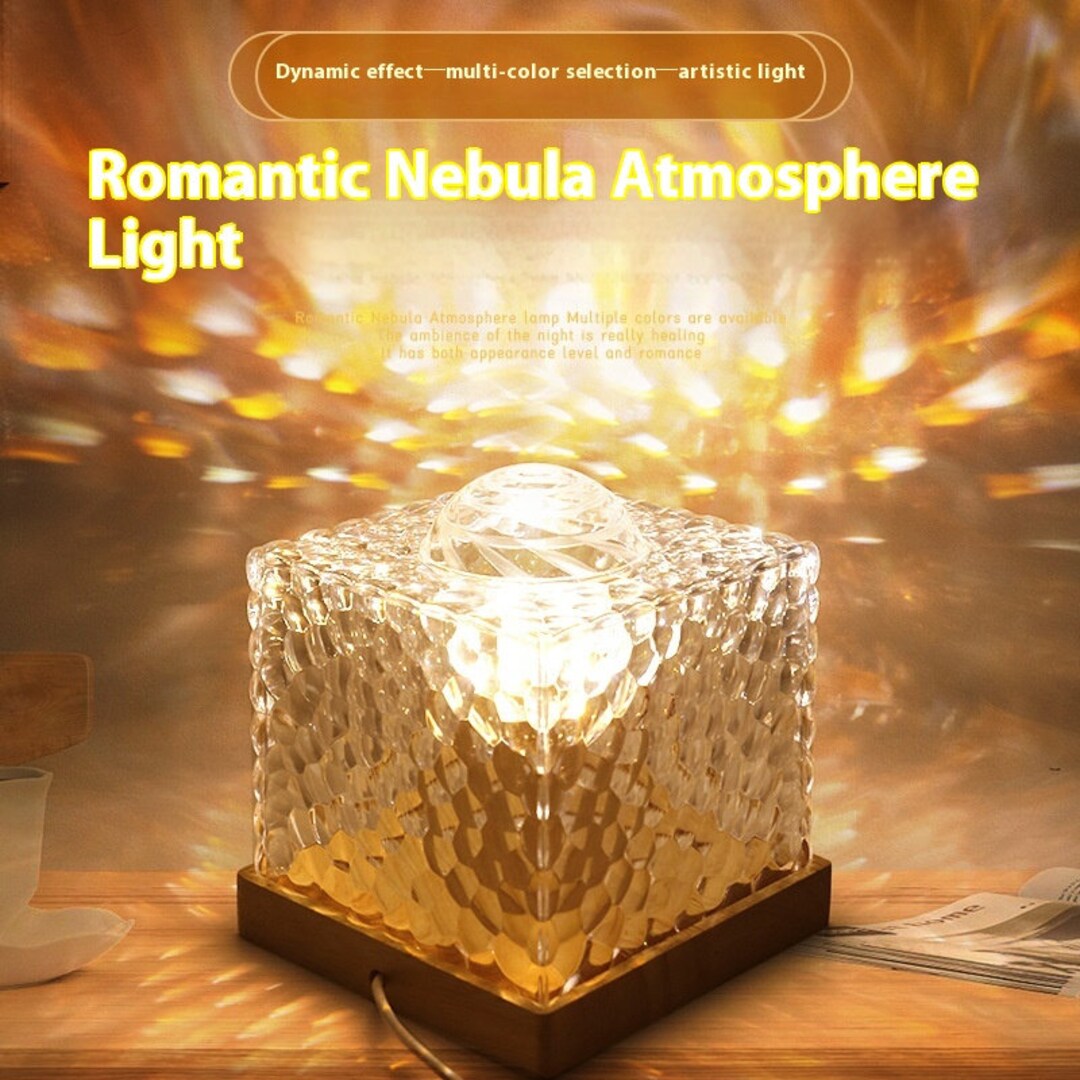 Night Lamp With Rotating Water Ripple. Bedside-use Flame Ambience Light ...
