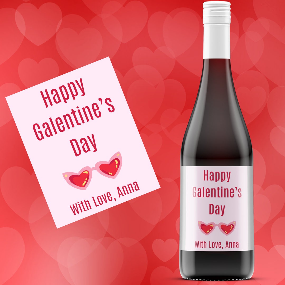 Editable Galentine's Day Wine Label Downloadable Template for Canva - Etsy