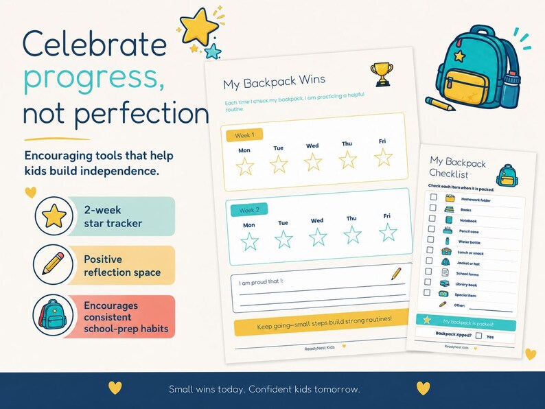 Kids Backpack Checklist: Visual School Prep Routine (A4/US Letter PDF ...