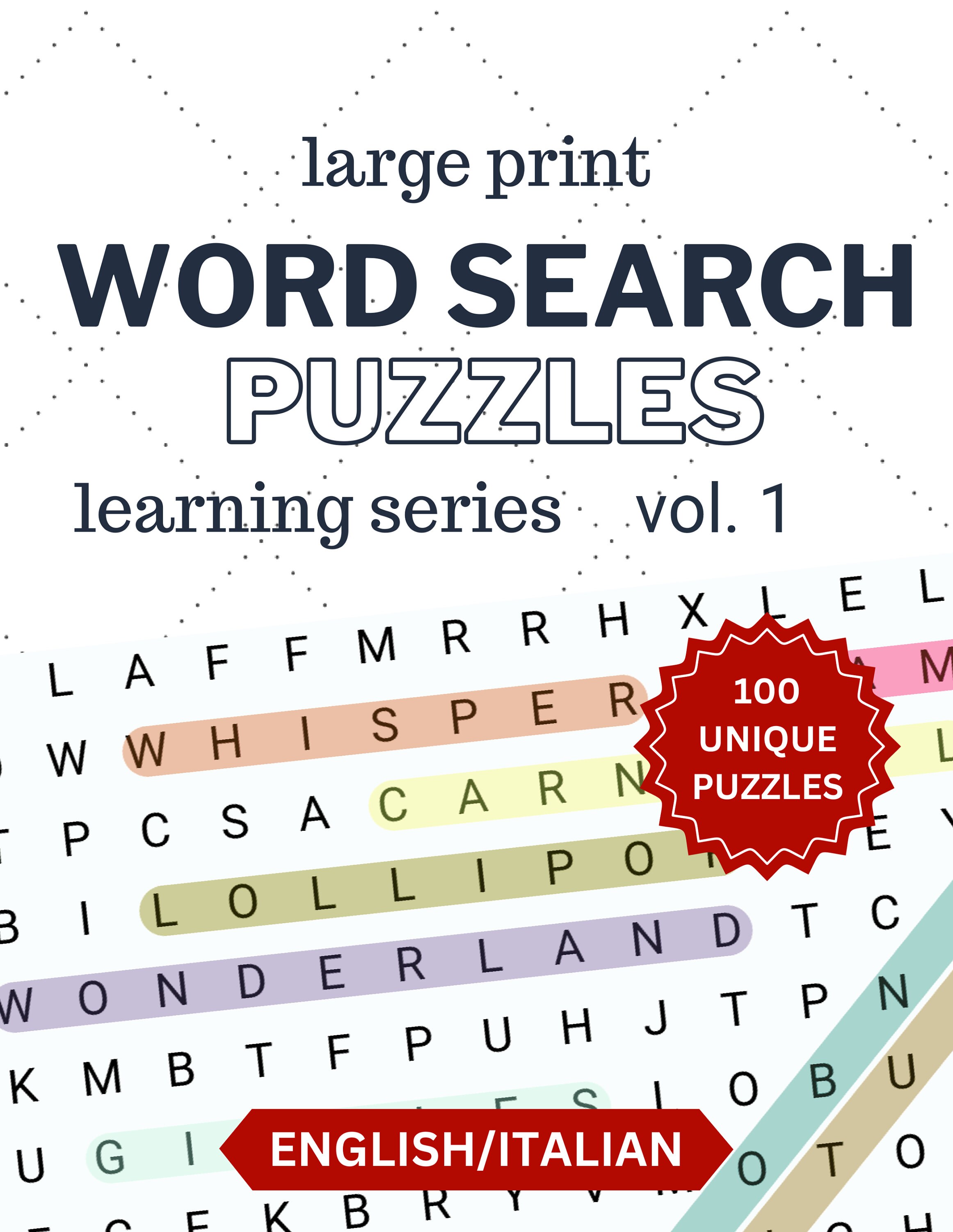Large Print Word Search Puzzle English/italian Learning Series Vol. 1 ...