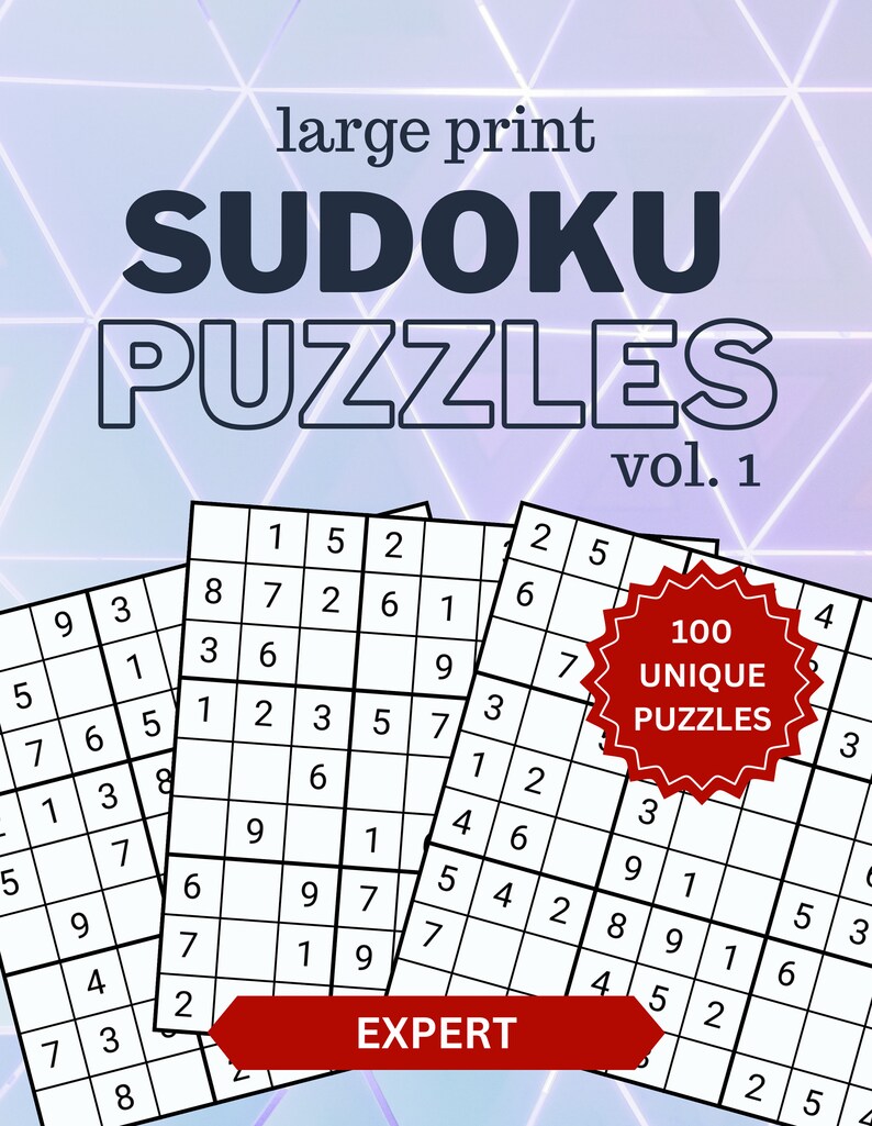 Large Print Sudoku Puzzle Expert Vol. 1 - Bigpuzzlecompany - Etsy