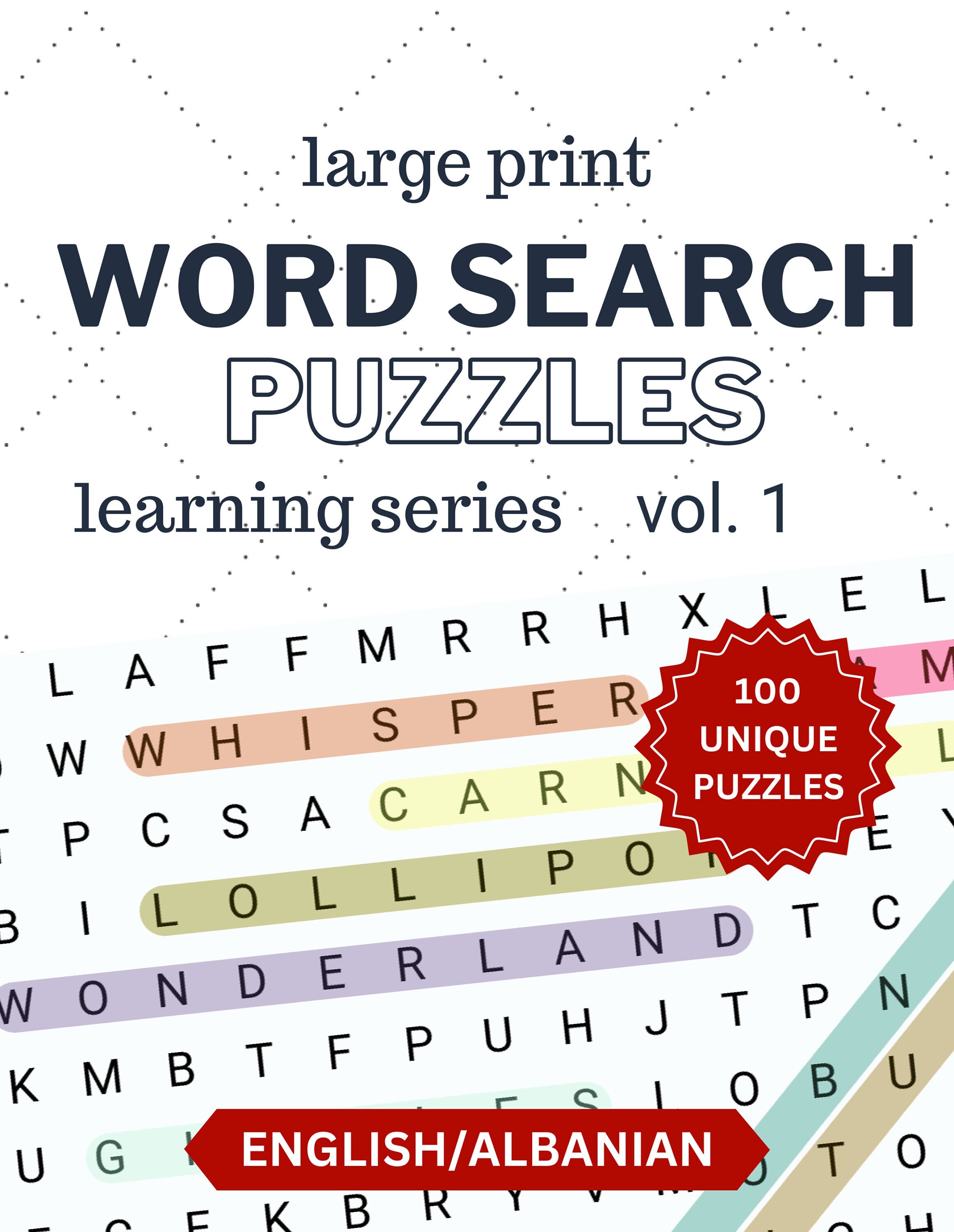 Large Print Word Search Puzzle English/albanian Learning Series Vol. 1 ...